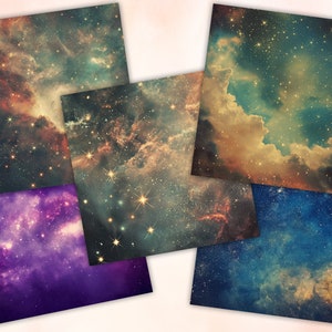 38 Vintage Galaxy Stars Digital Papers, Printable Scrapbook Paper ...