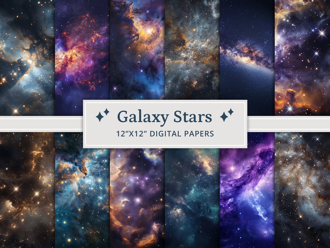 27 Galaxy Stars Digital Papers, Space Background, Cosmic Paper, Night ...