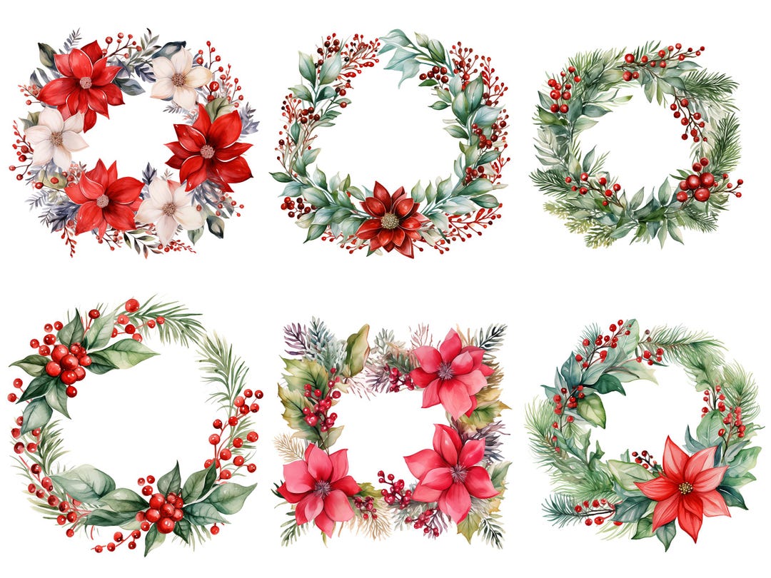 20 Watercolor Christmas Frame Clipart, Christmas Decoration, Christmas ...
