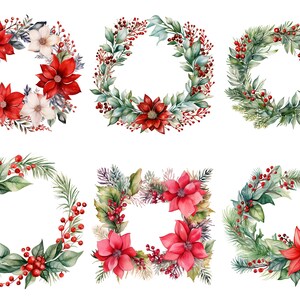 20 Watercolor Christmas Frame Clipart, Christmas Decoration, Christmas ...