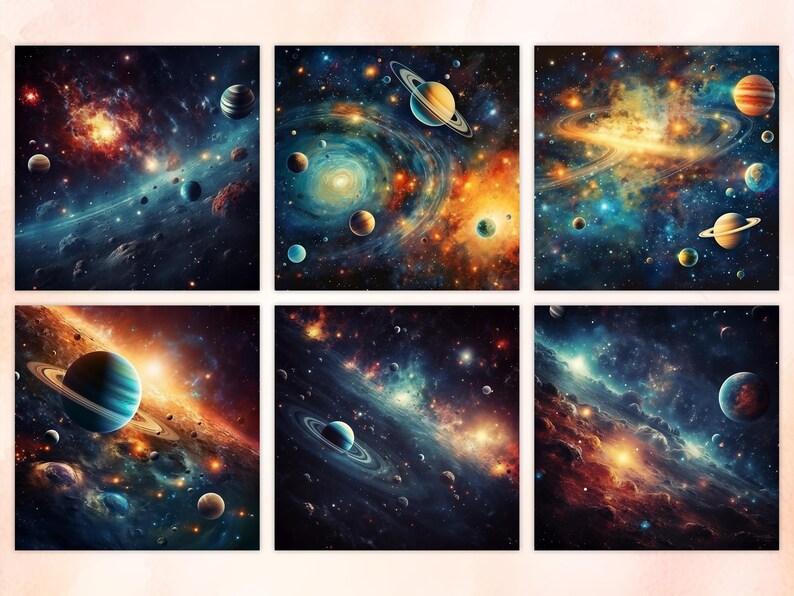 30 Solar System Digital Papers, Space Texture Background, Galaxy ...