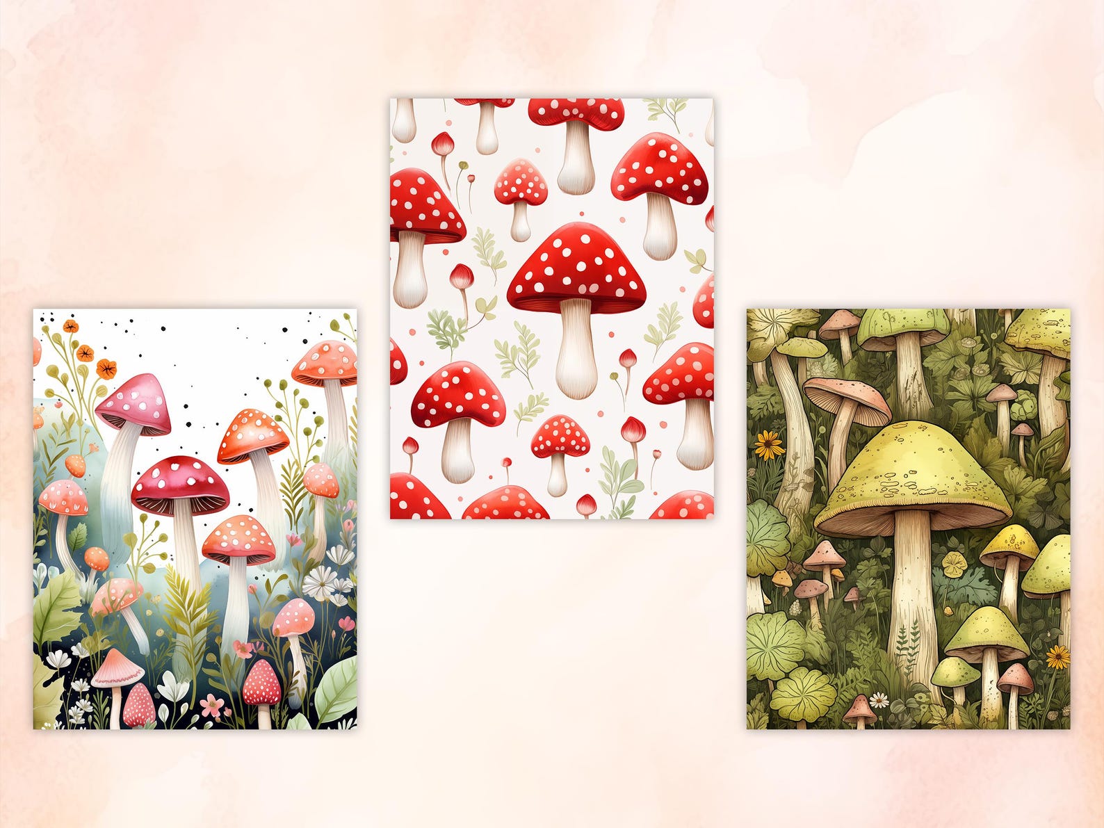 50 Mushroom Digital Papers, Mushroom Junk Journal Paper Pack ...