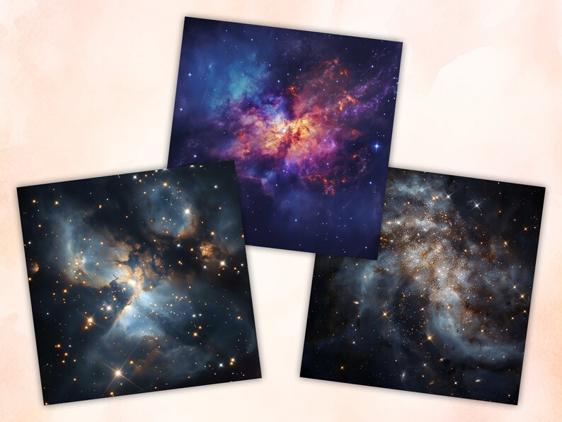 27 Galaxy Stars Digital Papers, Space Background, Cosmic Paper, Night ...