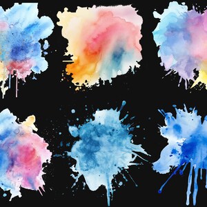 20 PNG Watercolor Splashes Clipart, Paint Splatter, Splash Background ...