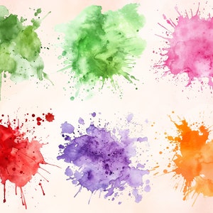 20 PNG Watercolor Splashes Clipart, Paint Splatter, Splash Background ...