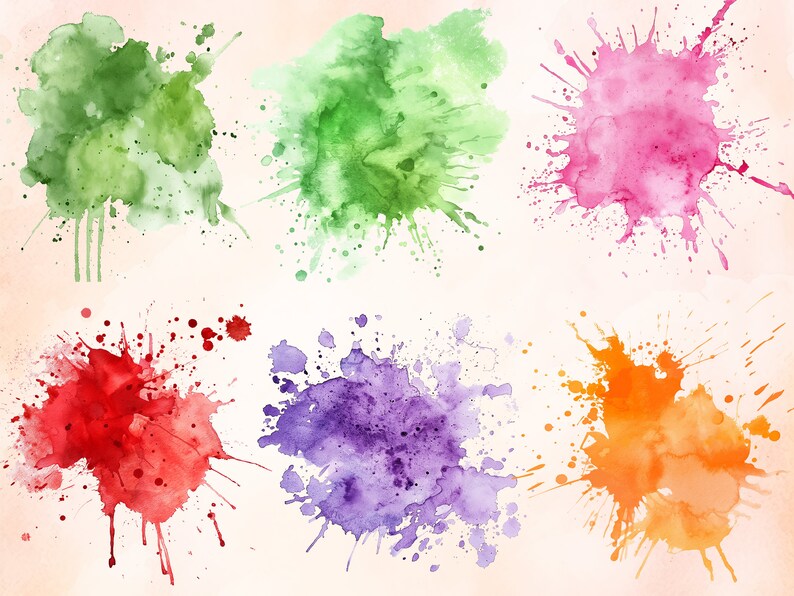 20 PNG Watercolor Splashes Clipart, Paint Splatter, Splash Background ...