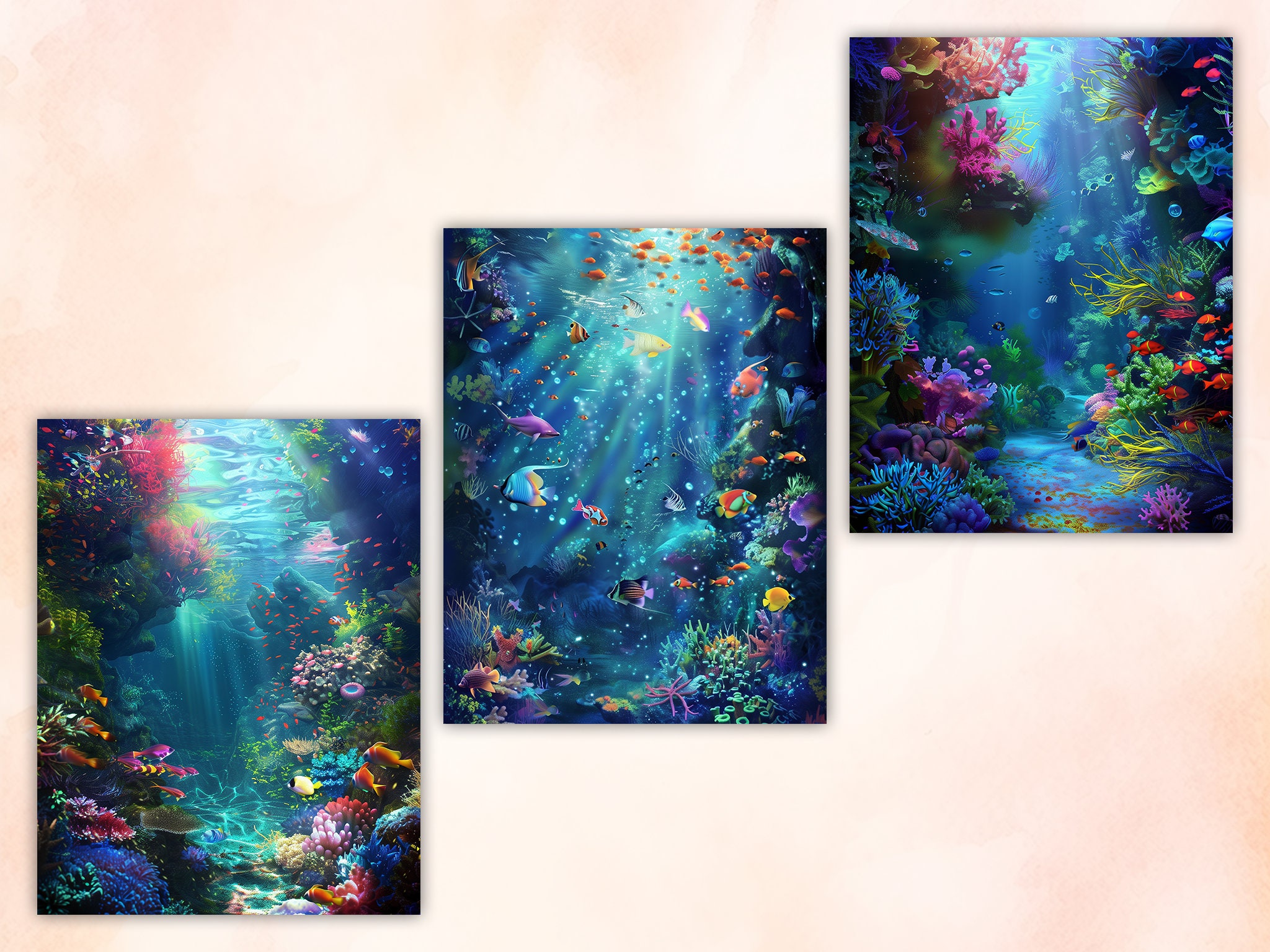 30 Enchanted Underwater Digital Papers, Printable Digital Paper, Under ...