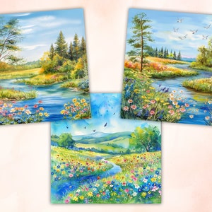 26 Watercolor Wildflower Fields Digital Papers, Wildflower Digital ...