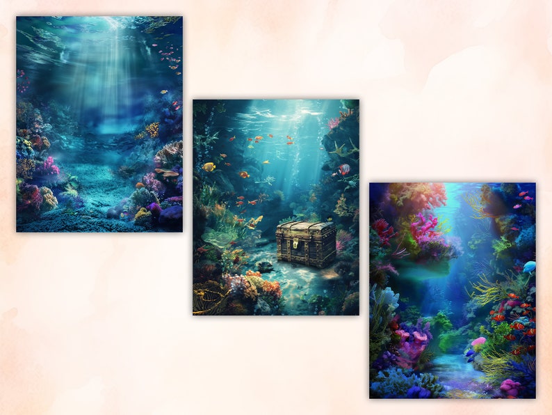 30 Enchanted Underwater Digital Papers, Printable Digital Paper, Under ...