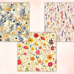 24 Vintage Wildflowers Seamless Digital Papers, Wildflower Seamless ...