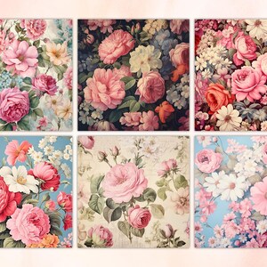 40 Shabby Chic Flowers Digital Papers, Vintage Floral Digital Paper ...