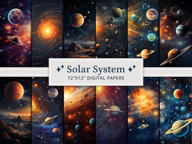 30 Solar System Digital Papers, Space Texture Background, Galaxy ...