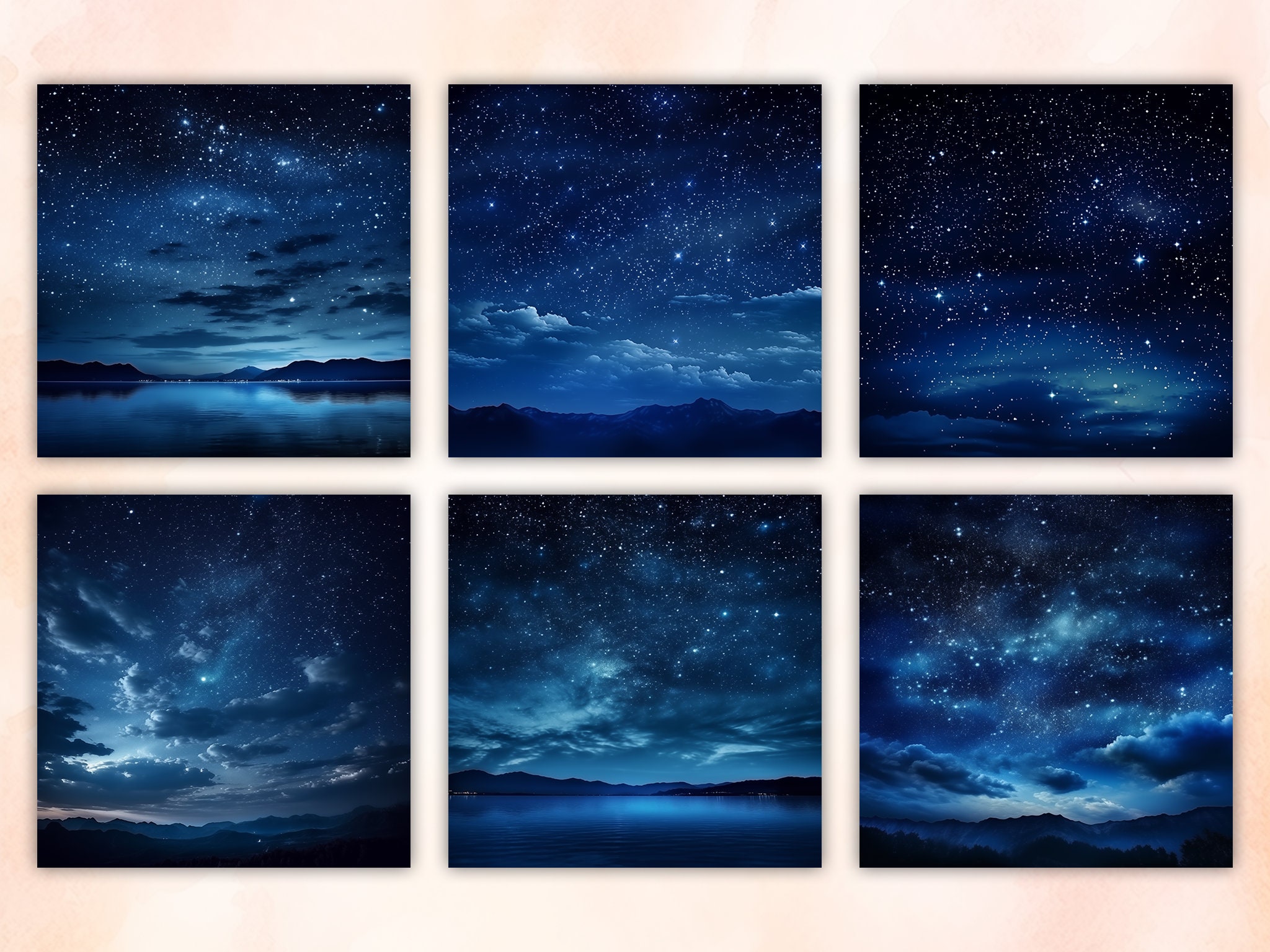 32 Starry Night Digital Papers, Night Sky Texture Background, Night ...