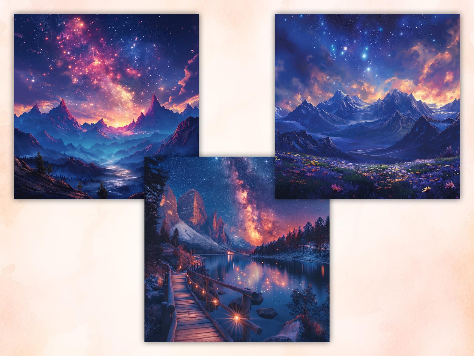 38 Magical Starry Night Digital Papers, Night Sky Texture Background ...