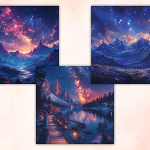 38 Magical Starry Night Digital Papers, Night Sky Texture Background ...