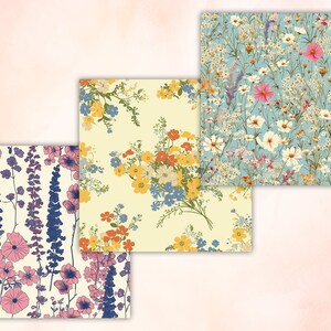 24 Vintage Wildflowers Seamless Digital Papers, Wildflower Seamless ...