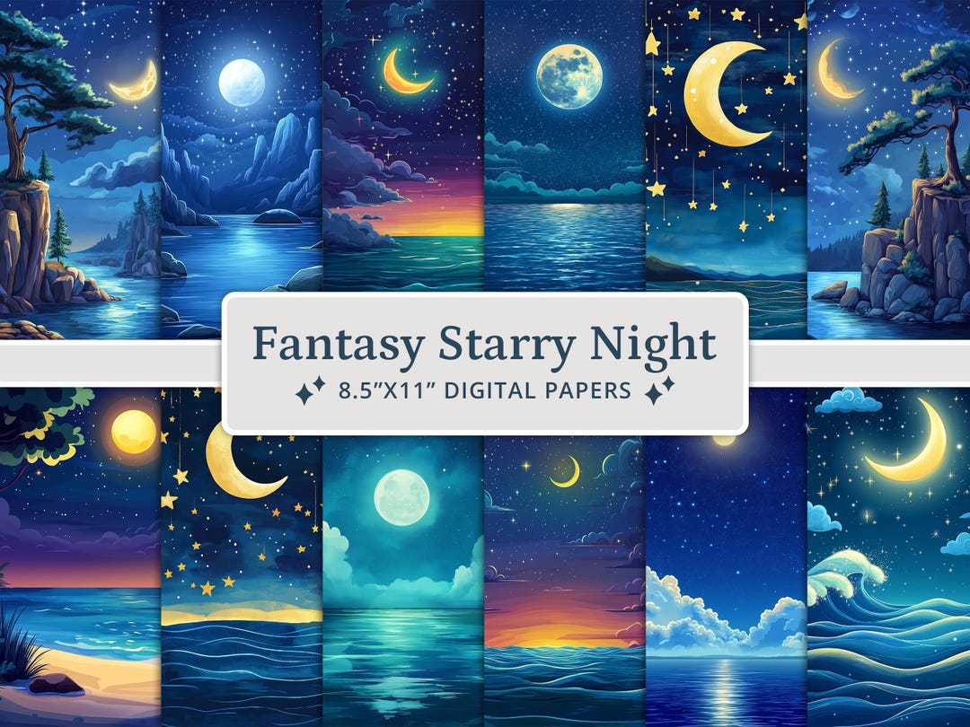 23 Fantasy Starry Night Digital Papers, Night Sky Texture Background ...