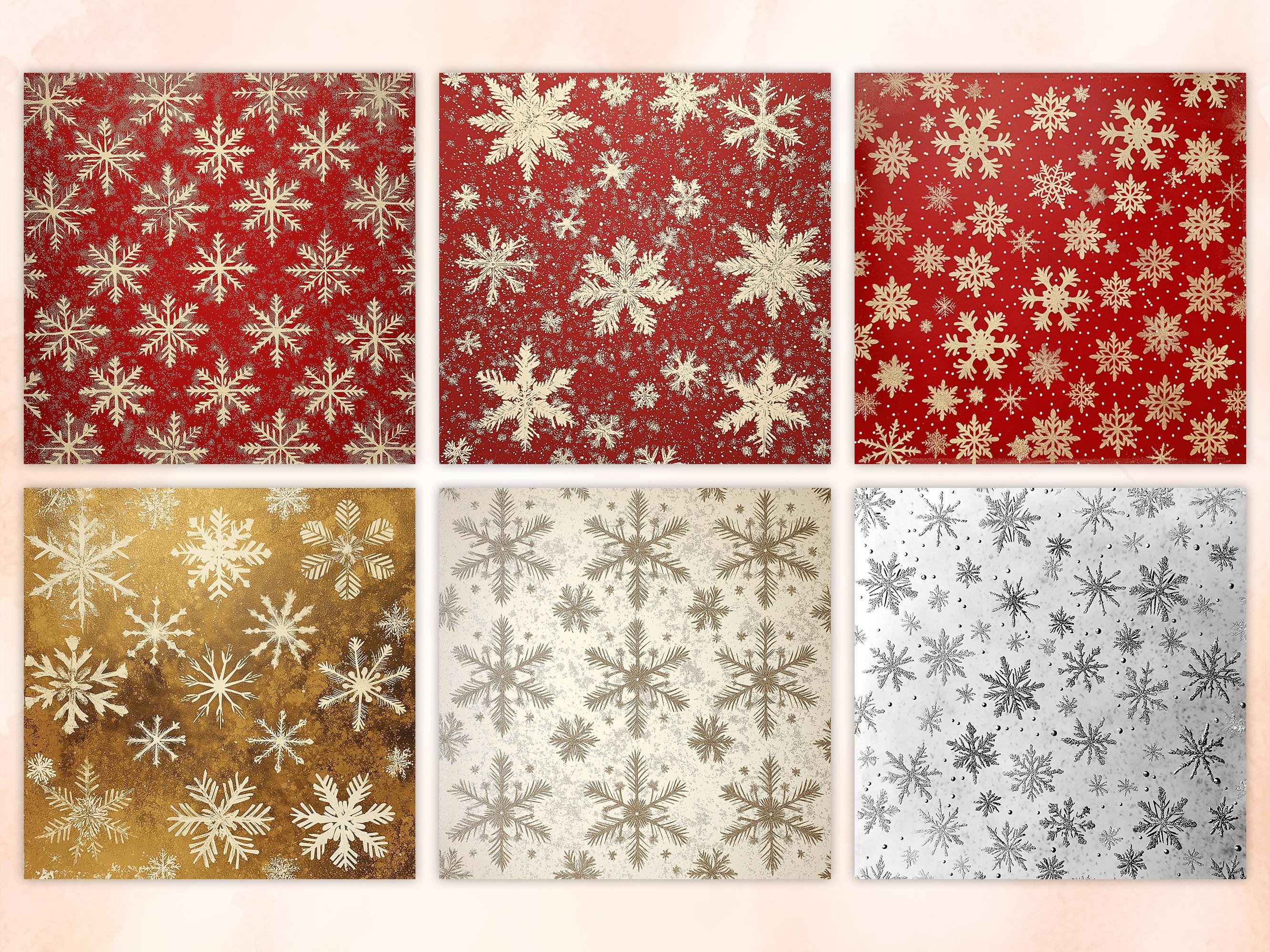 20 Printable Winter Snowflakes Digital Papers, Freezing Snowfall ...
