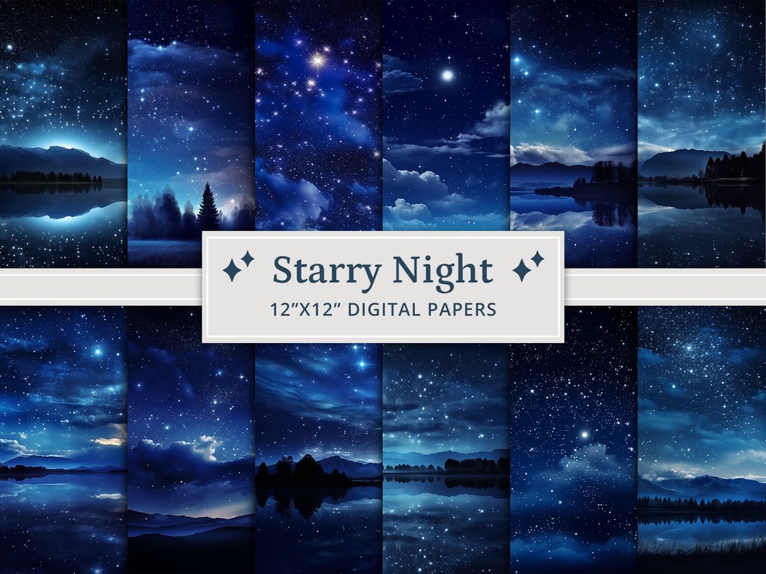 35 Starry Night Digital Papers, Night Sky Texture Background, Night ...
