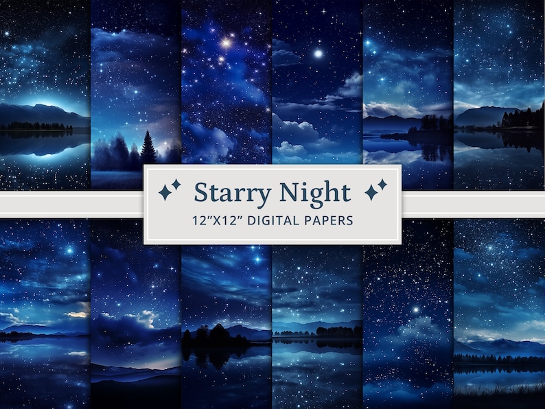 35 Starry Night Digital Papers, Night Sky Texture Background, Night ...