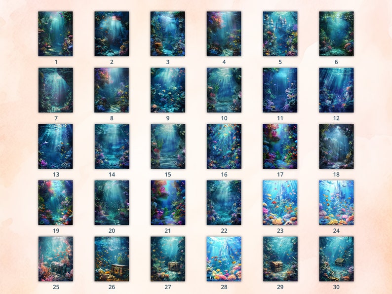 30 Enchanted Underwater Digital Papers, Printable Digital Paper, Under ...