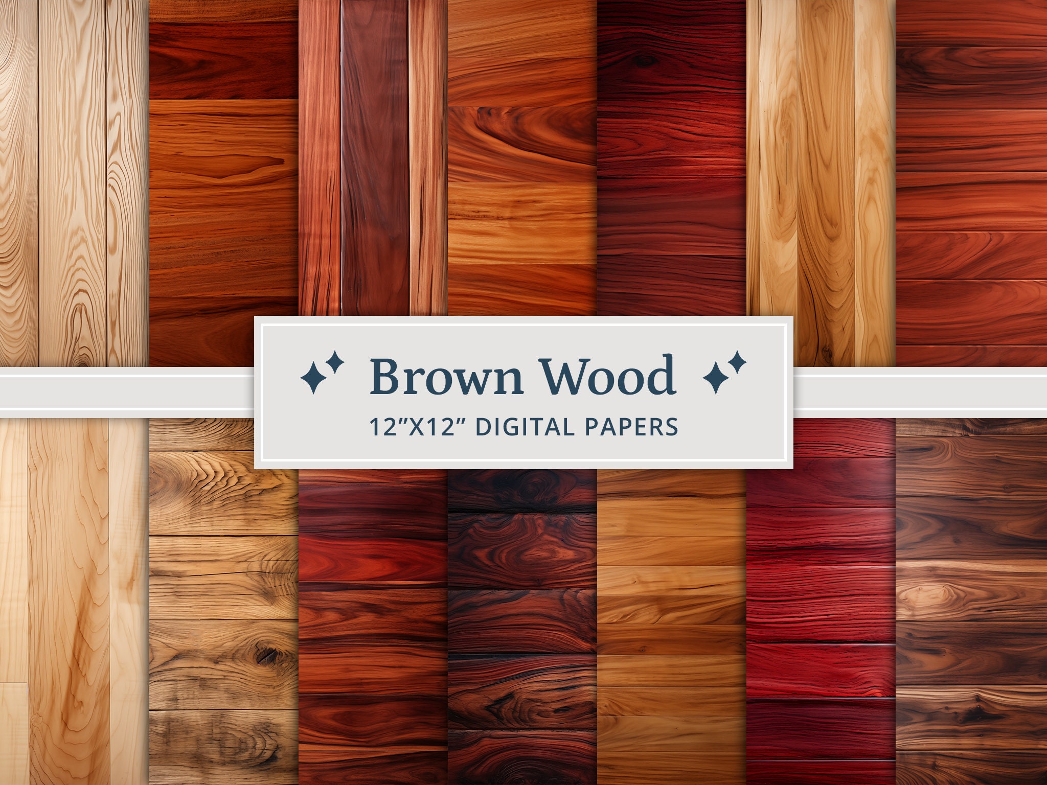 33 Brown Wood Textures, Wood Background Digital Papers, Wooden ...
