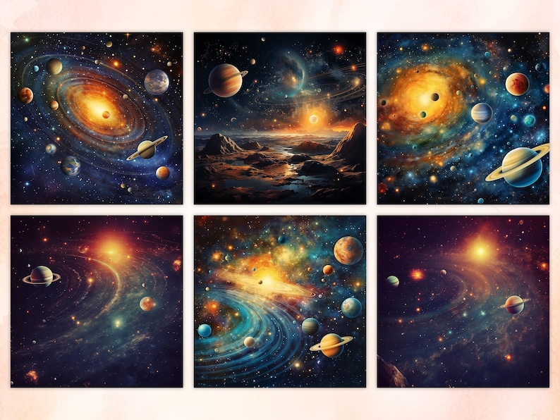 30 Solar System Digital Papers, Space Texture Background, Galaxy ...