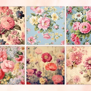 40 Shabby Chic Flowers Digital Papers, Vintage Floral Digital Paper ...