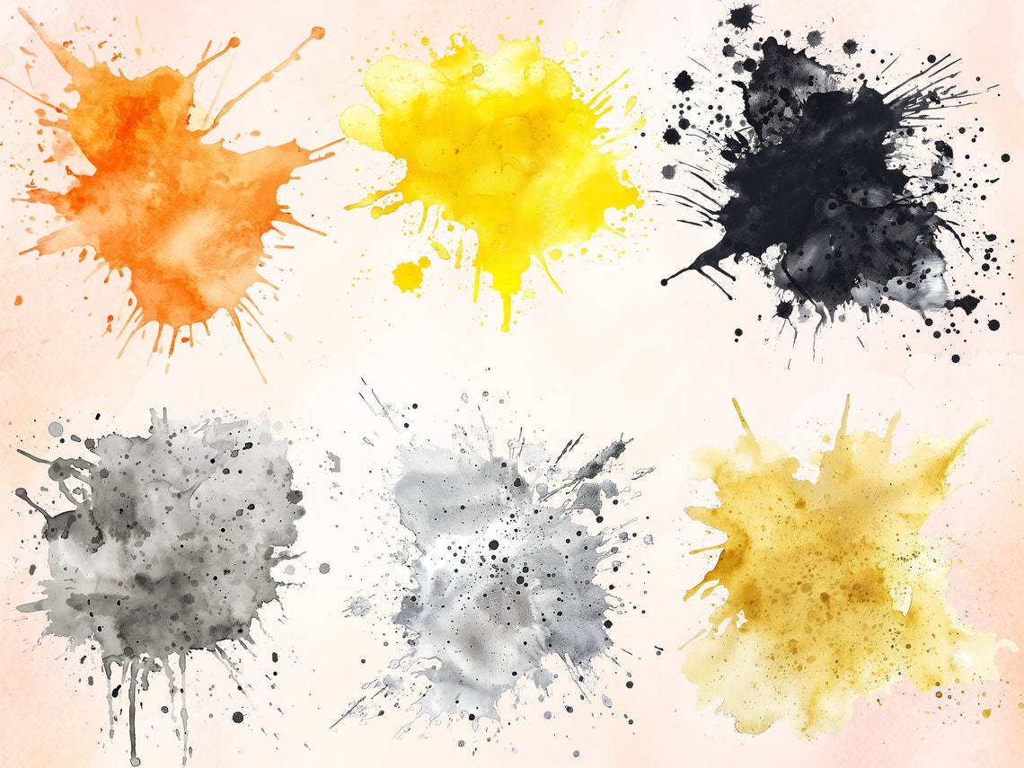 20 PNG Watercolor Splashes Clipart, Paint Splatter, Splash Background ...