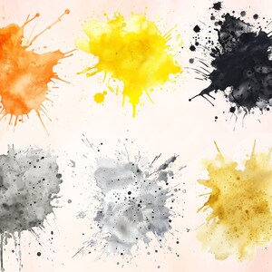 20 PNG Watercolor Splashes Clipart, Paint Splatter, Splash Background ...