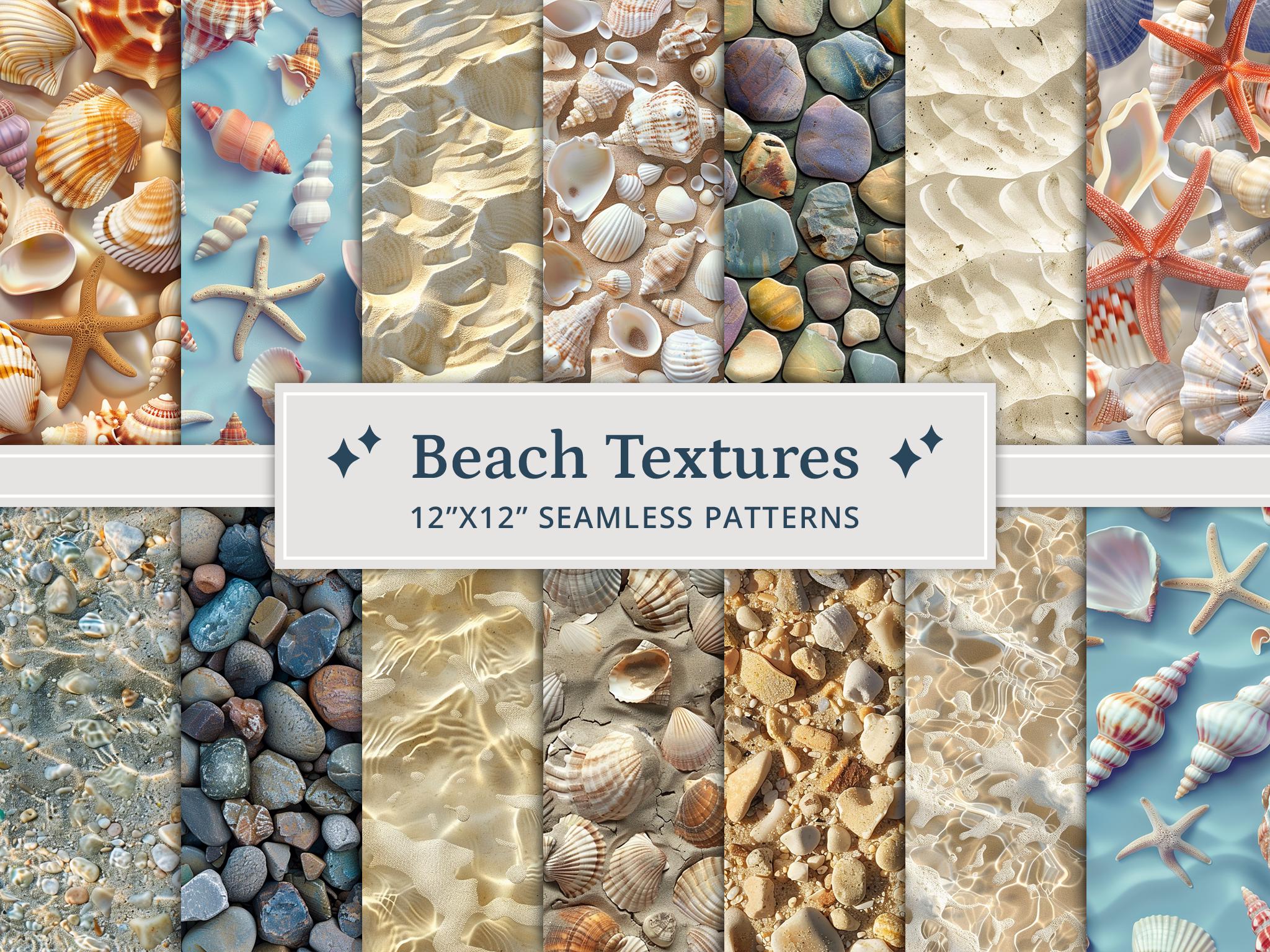 28 Beach Textures Seamless Digital Papers, Sand Texture, Pebbles ...