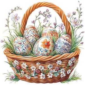 23 PNG Easter Baskets With Easter Eggs, Easter Baskets Clipart, Easter ...