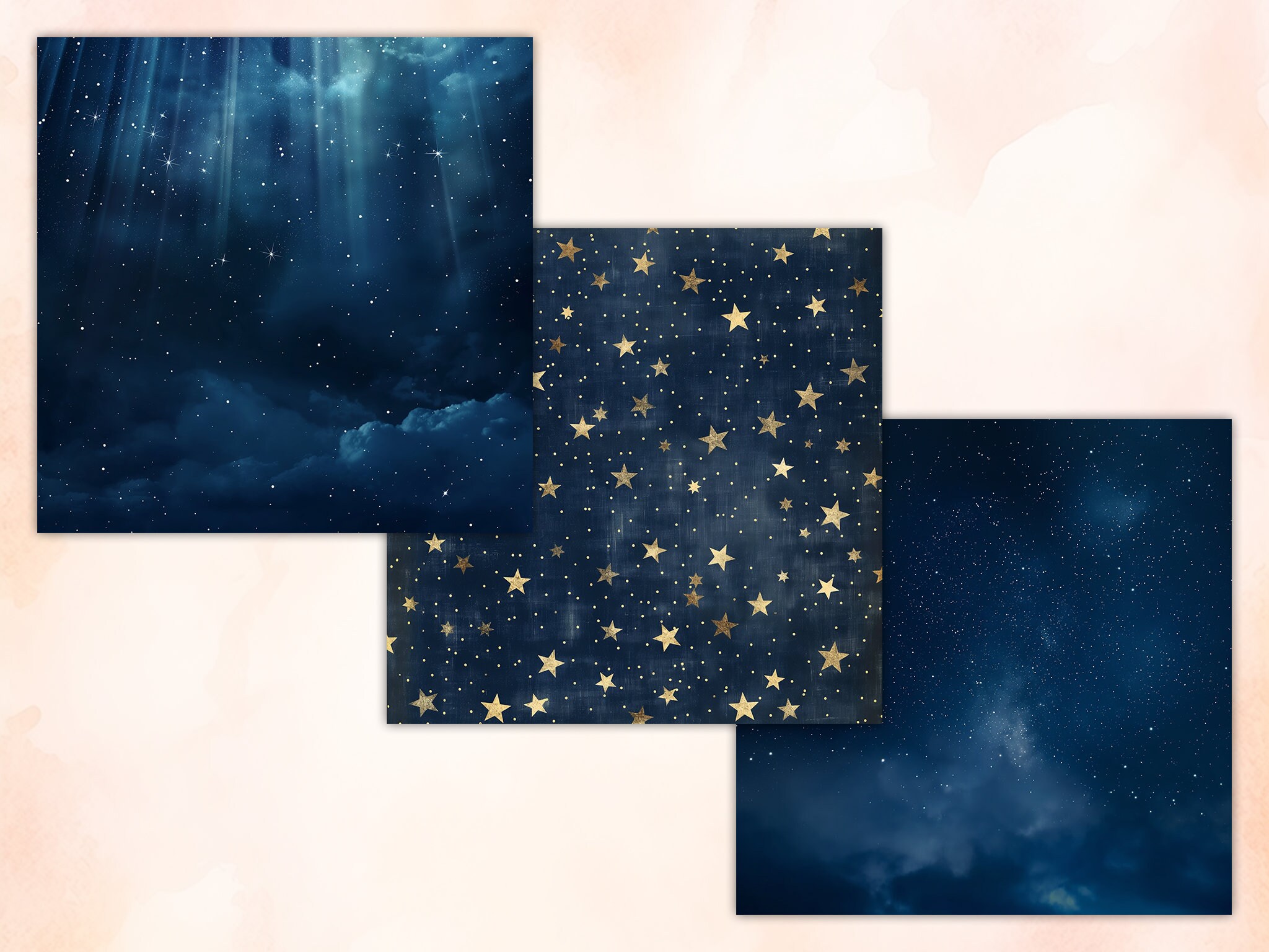 35 Starry Night Digital Papers, Night Sky Texture Background, Galaxy ...