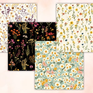 24 Vintage Wildflowers Seamless Digital Papers, Wildflower Seamless ...
