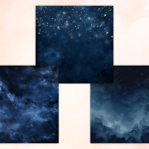 35 Starry Night Digital Papers, Night Sky Texture Background, Galaxy ...