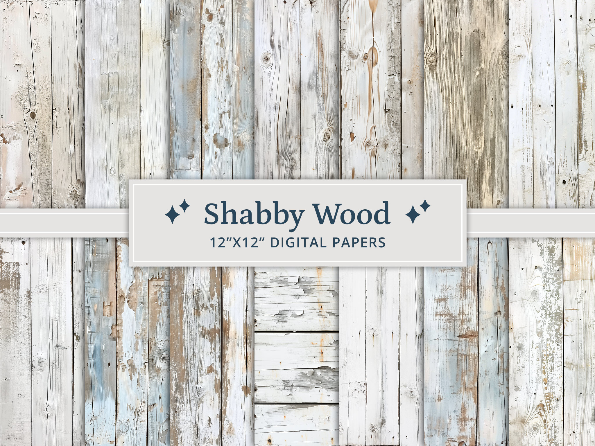 20 Shabby Wood Background Digital Papers, White Wooden Backgrounds ...