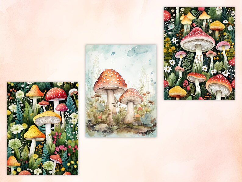 50 Mushroom Digital Papers, Mushroom Junk Journal Paper Pack ...