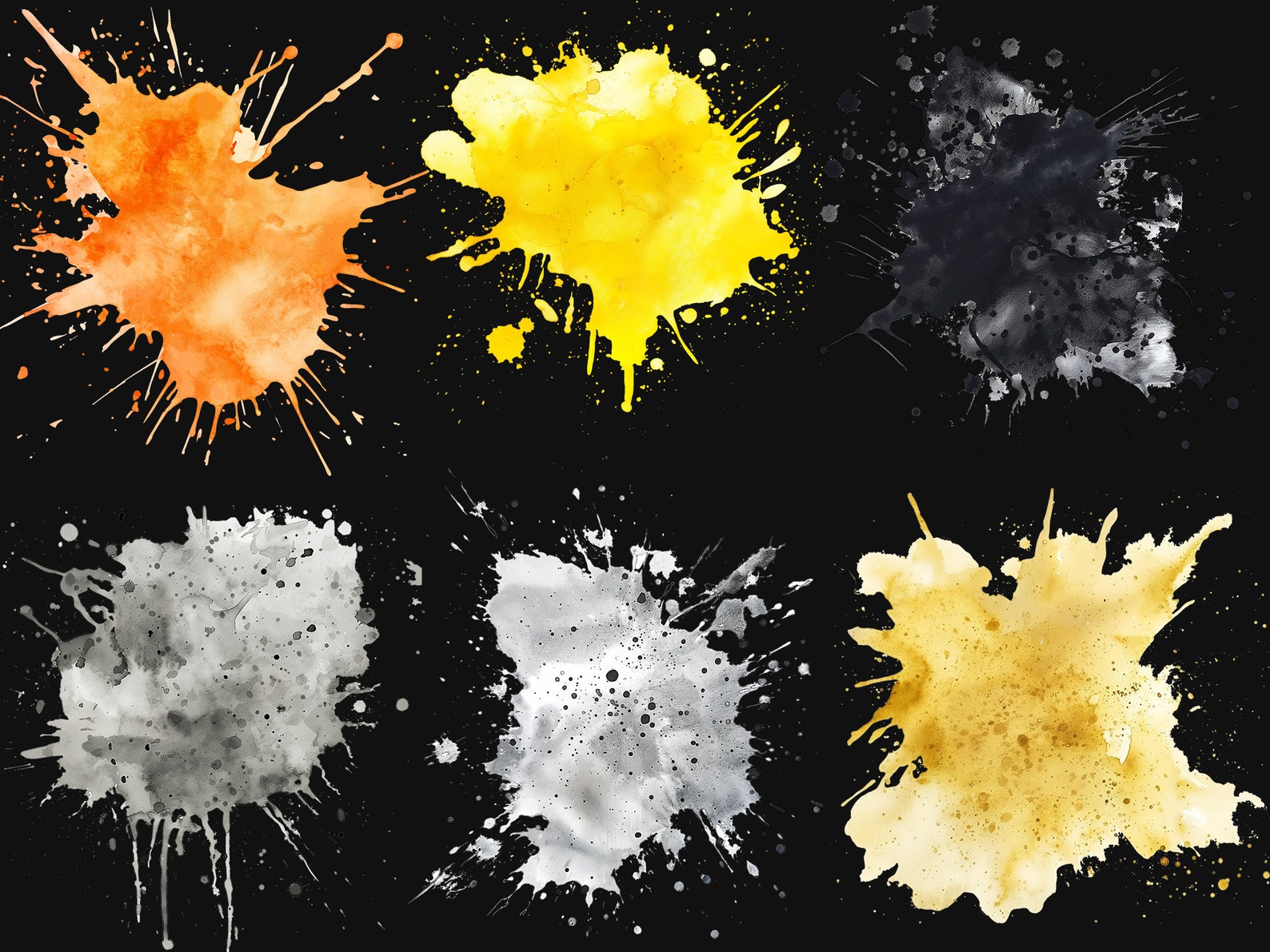 20 PNG Watercolor Splashes Clipart, Paint Splatter, Splash Background ...