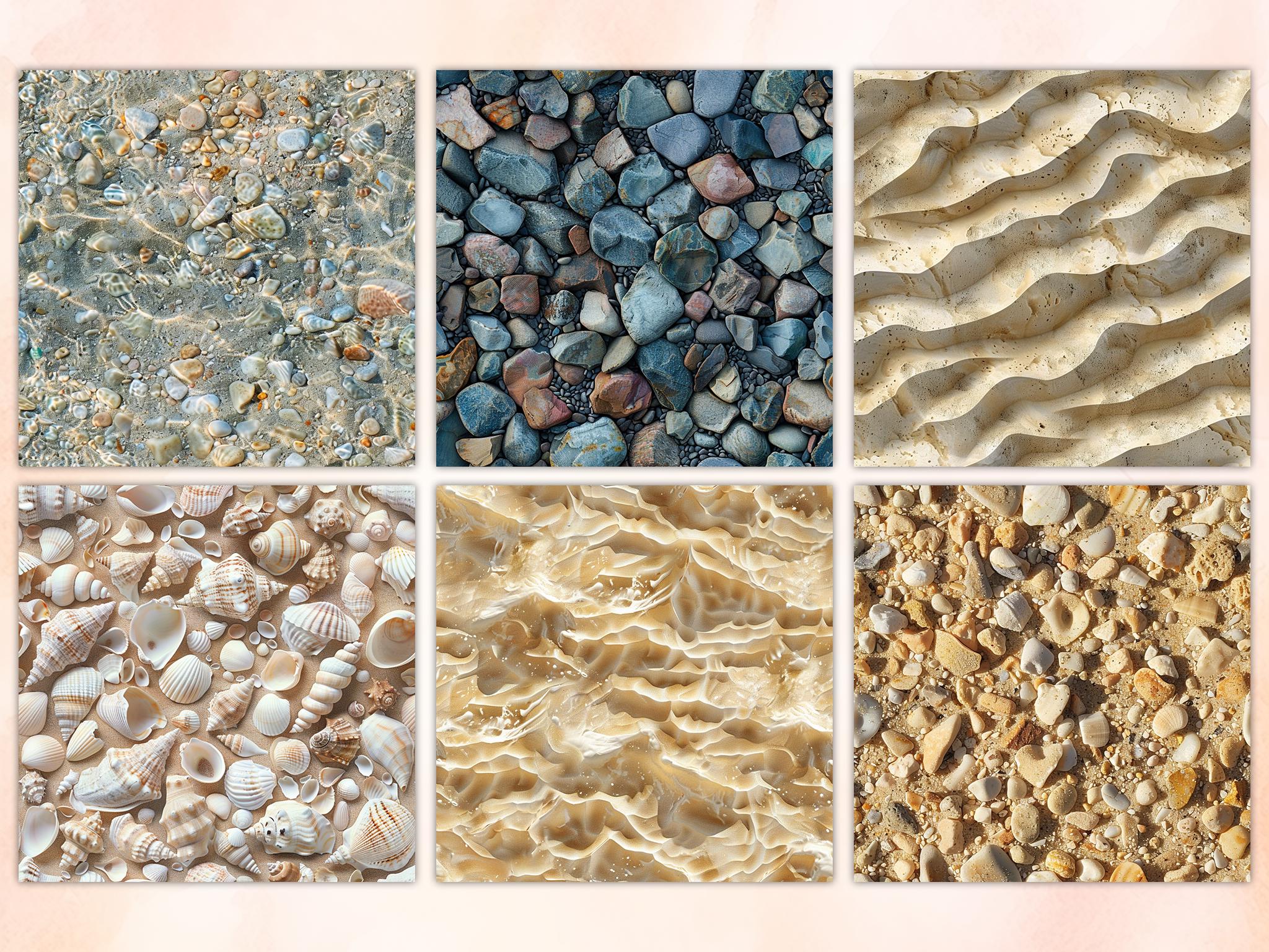 28 Beach Textures Seamless Digital Papers, Sand Texture, Pebbles ...