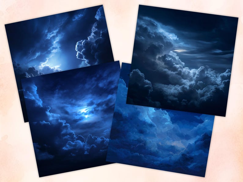 24 Night Sky Digital Papers, Printable Scrapbook Paper, Celestial ...