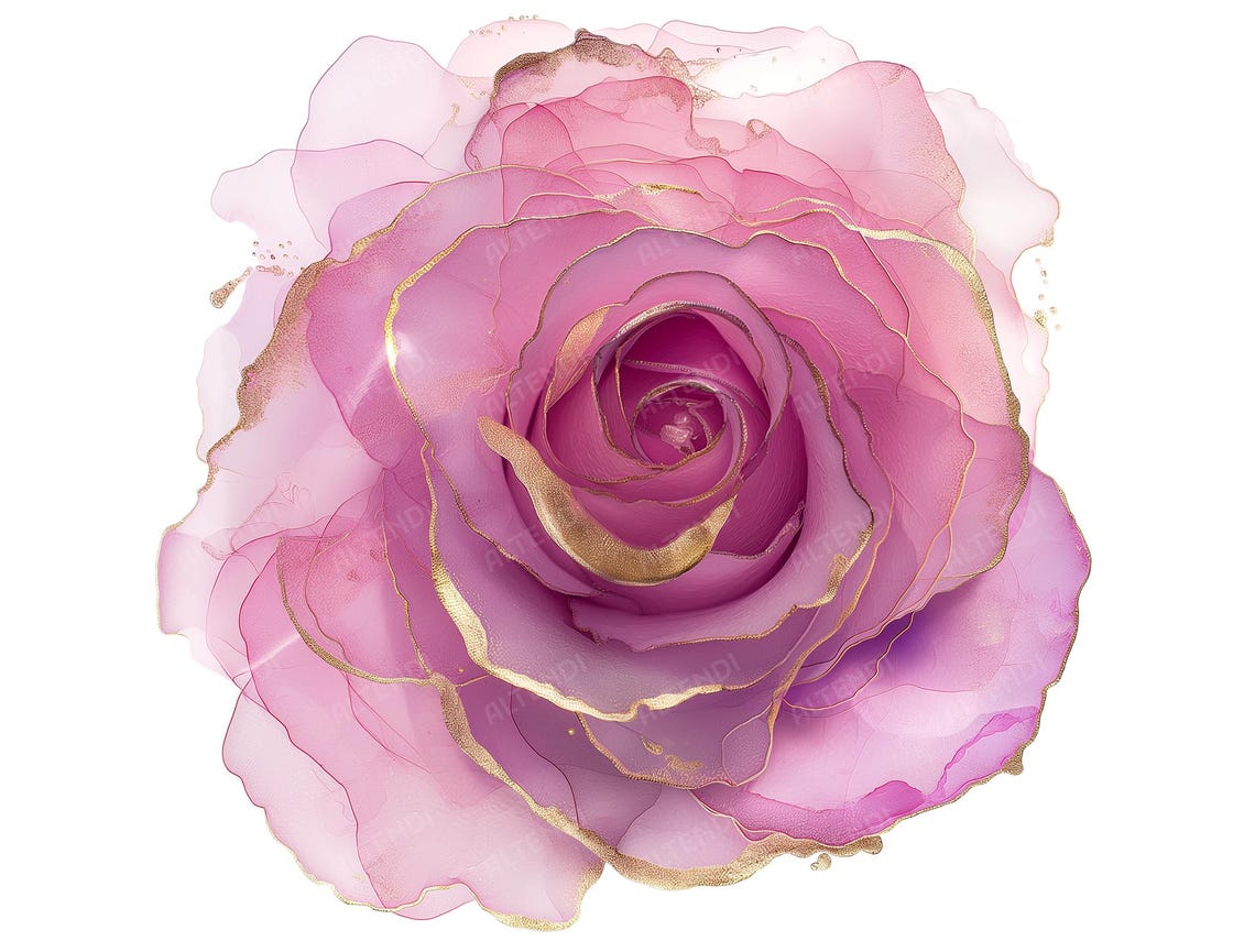 20 Abstract Pink Rose Clipart, Pink Gold Flower, Flowers Print ...