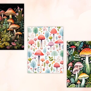 50 Mushroom Digital Papers, Mushroom Junk Journal Paper Pack ...