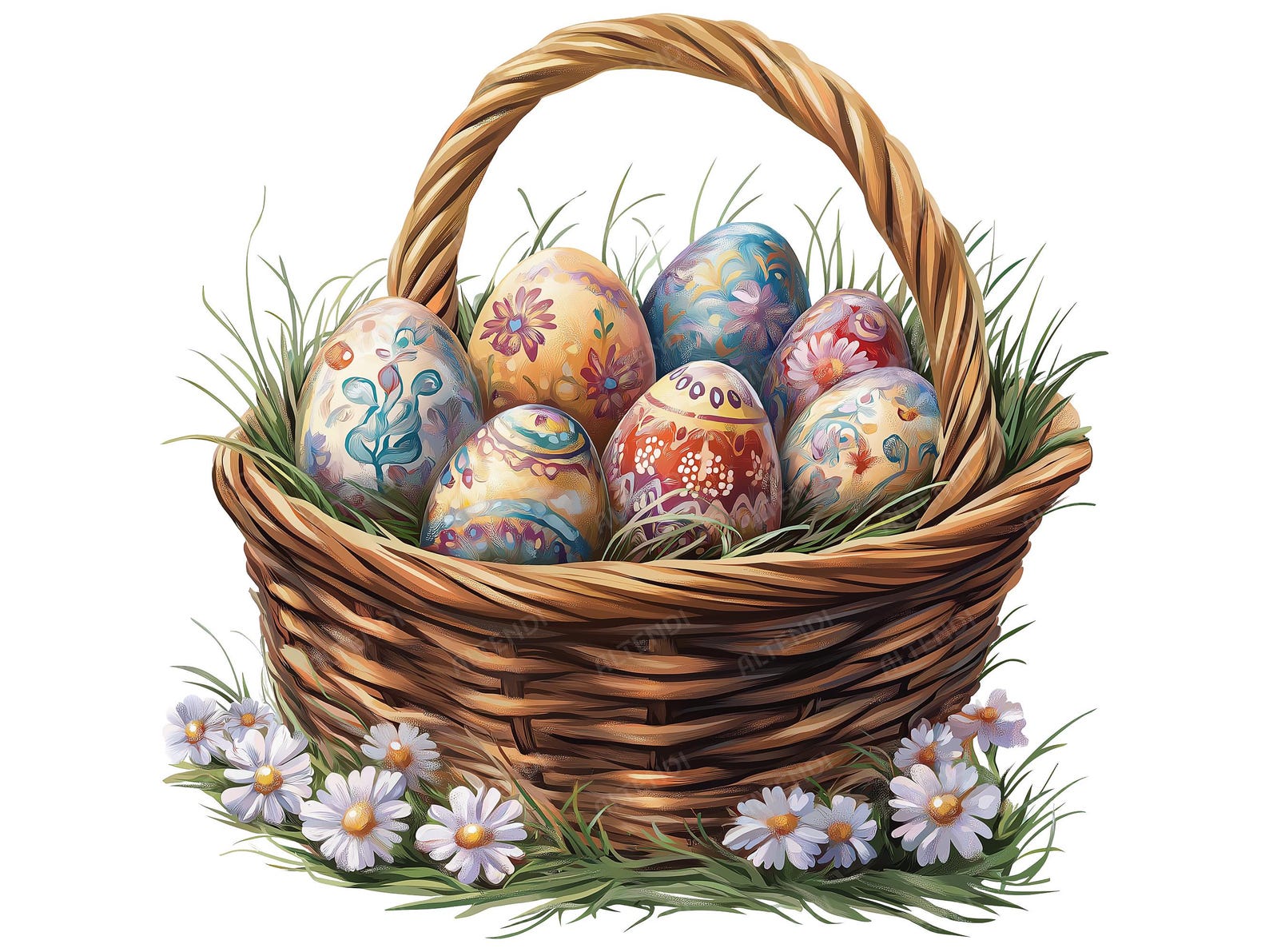 23 PNG Easter Baskets With Easter Eggs, Easter Baskets Clipart, Easter ...