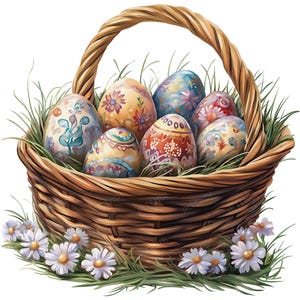 23 PNG Easter Baskets With Easter Eggs, Easter Baskets Clipart, Easter ...