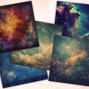 38 Vintage Galaxy Stars Digital Papers, Printable Scrapbook Paper ...