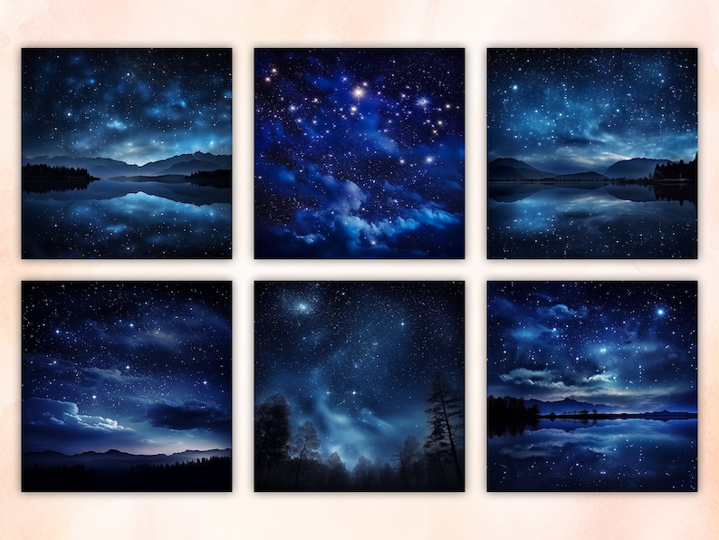 35 Starry Night Digital Papers, Night Sky Texture Background, Night ...