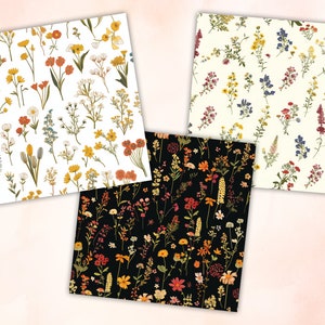 24 Vintage Wildflowers Seamless Digital Papers, Wildflower Seamless ...