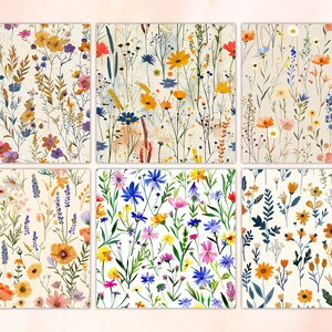 30 Boho Wildflowers Seamless Digital Papers, Wildflower Seamless ...