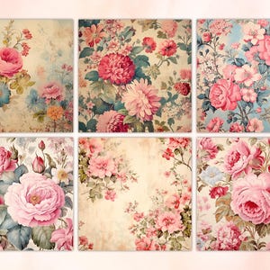 40 Shabby Chic Flowers Digital Papers, Vintage Floral Digital Paper ...