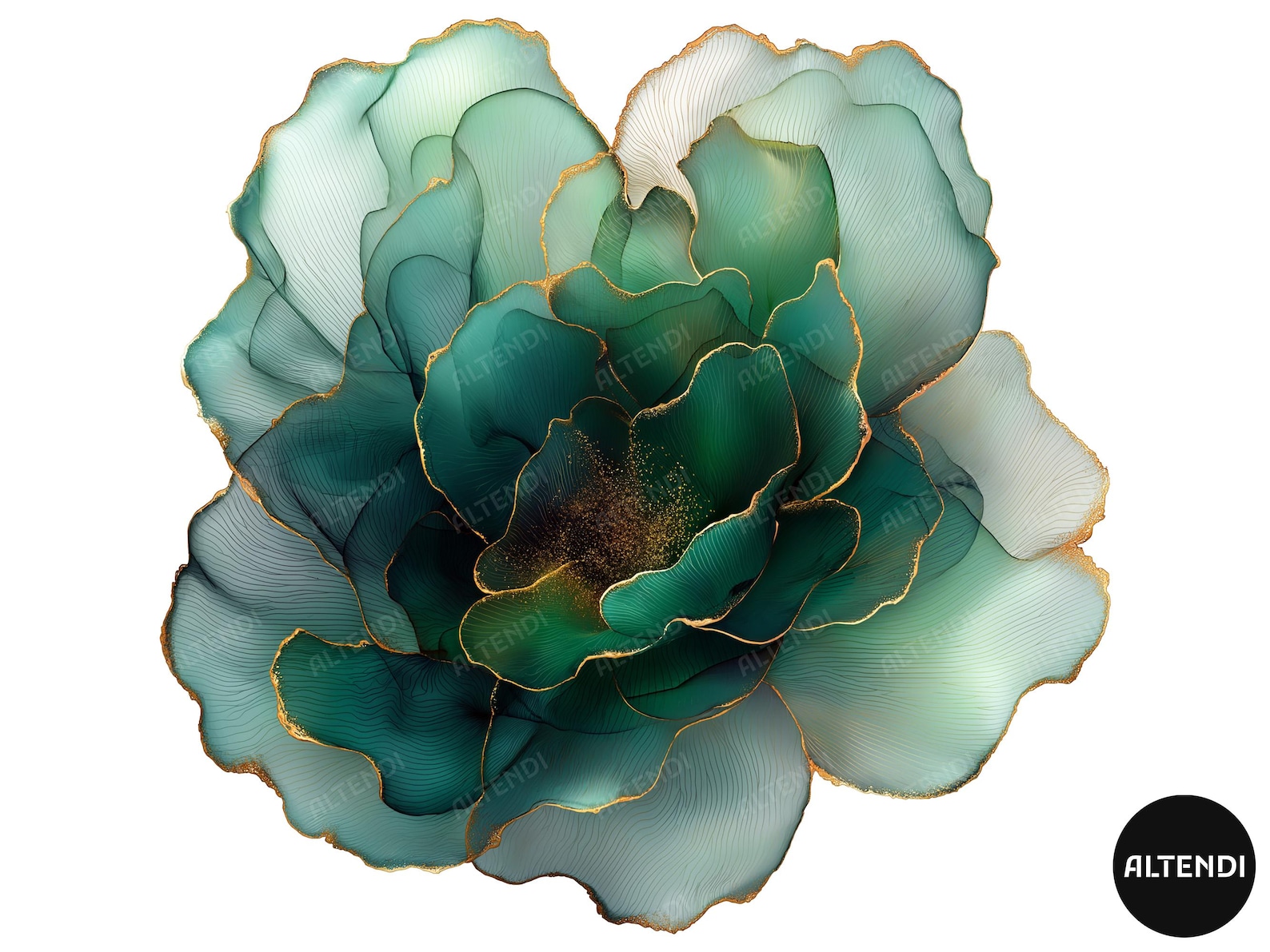 20 PNG Abstract Green Flower Clipart, Translucent, Alcohol Ink, Dry ...